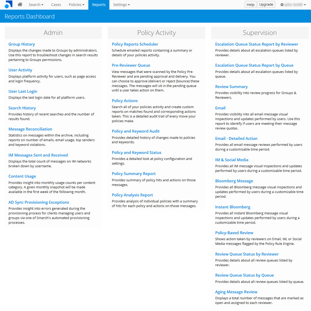 What Reports Are Available in The Professional Archive Platform?