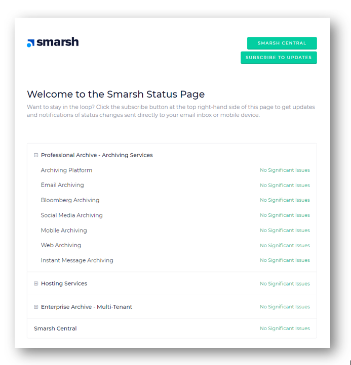How to Use Smarsh Status Page