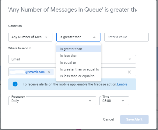 How to create a Queue Summary alert